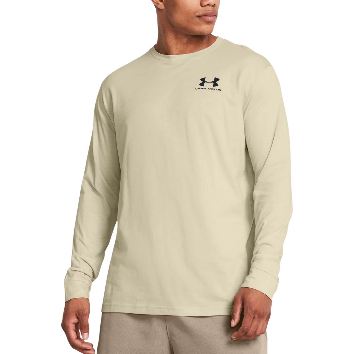 Under Armour Sportstyle Left Chest Long Sleeve T shirt Men s White Black M