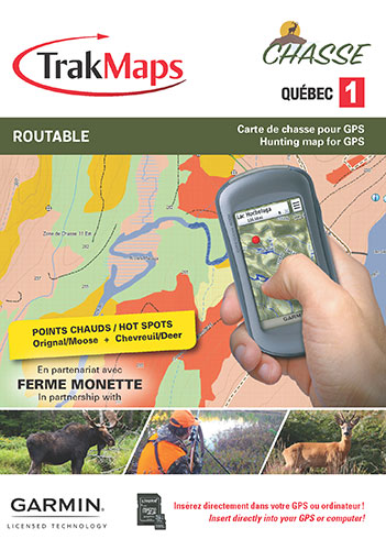 Carte Chasse Québec 1 pour GPS Garmin - Trak Maps | Latulippe